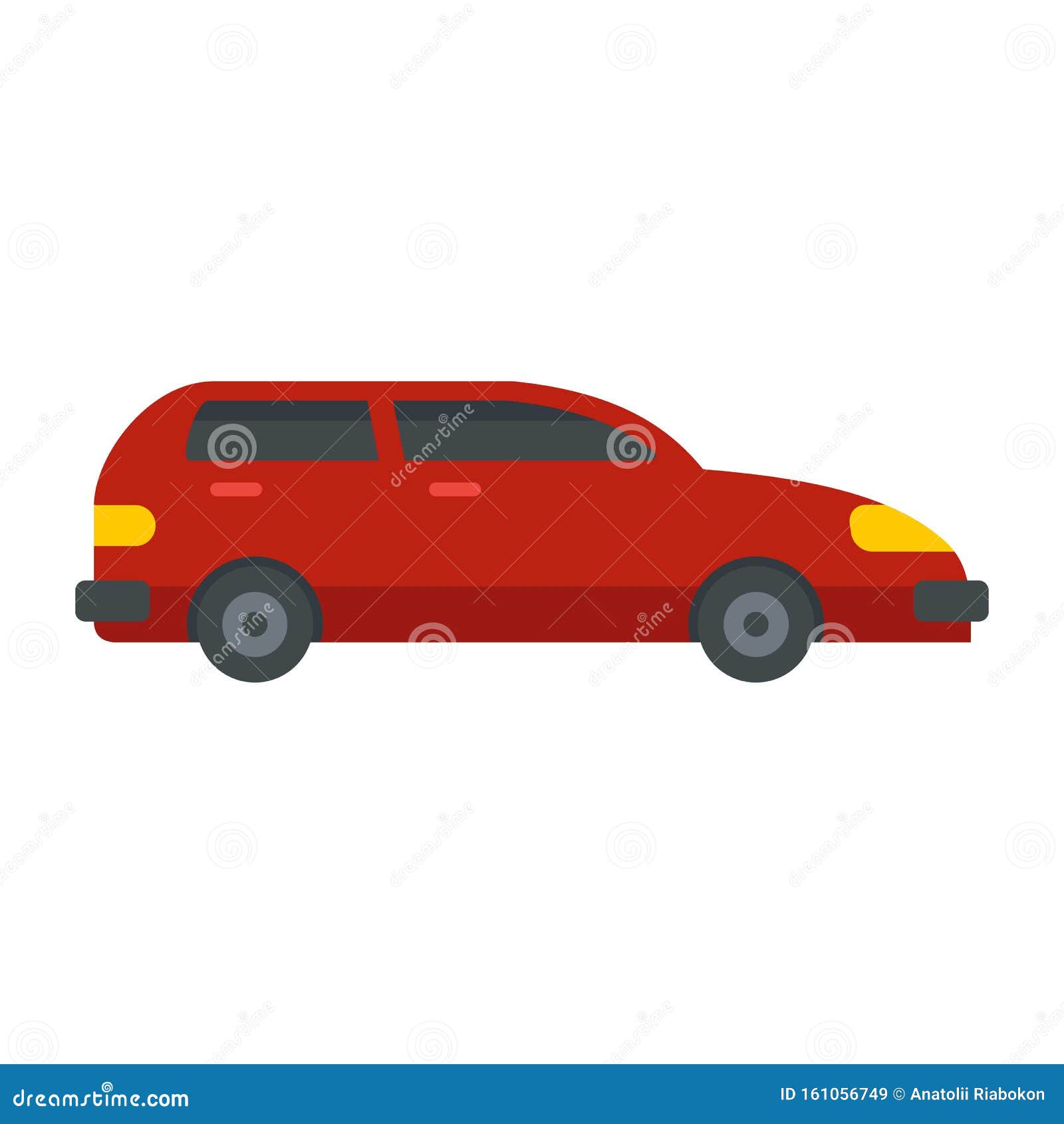 Red car icon, flat style stock vector. Illustration of transportation ...