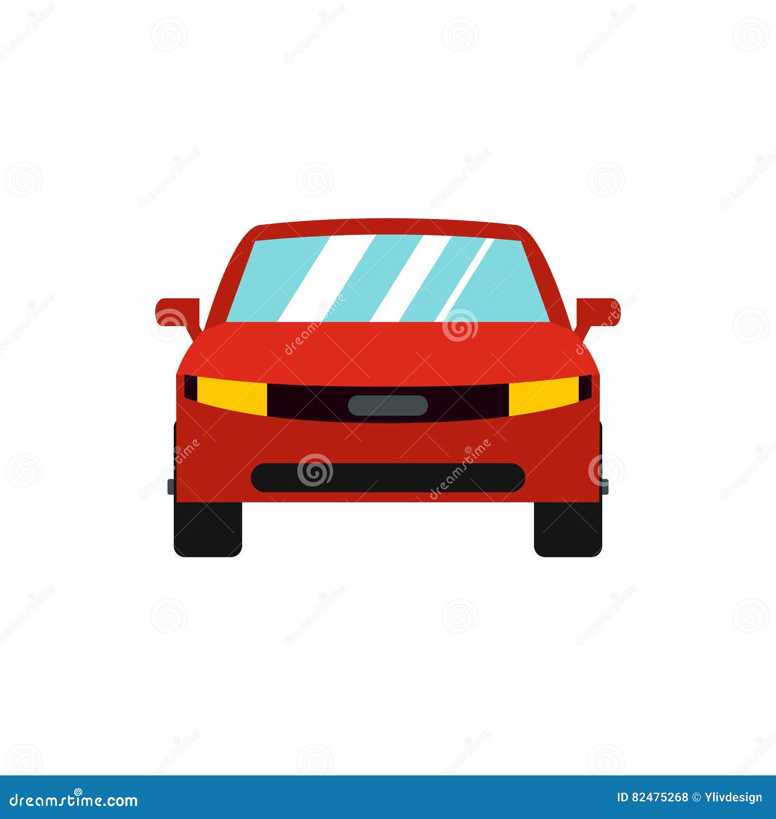 Red car icon, flat style stock vector. Illustration of object - 82475268