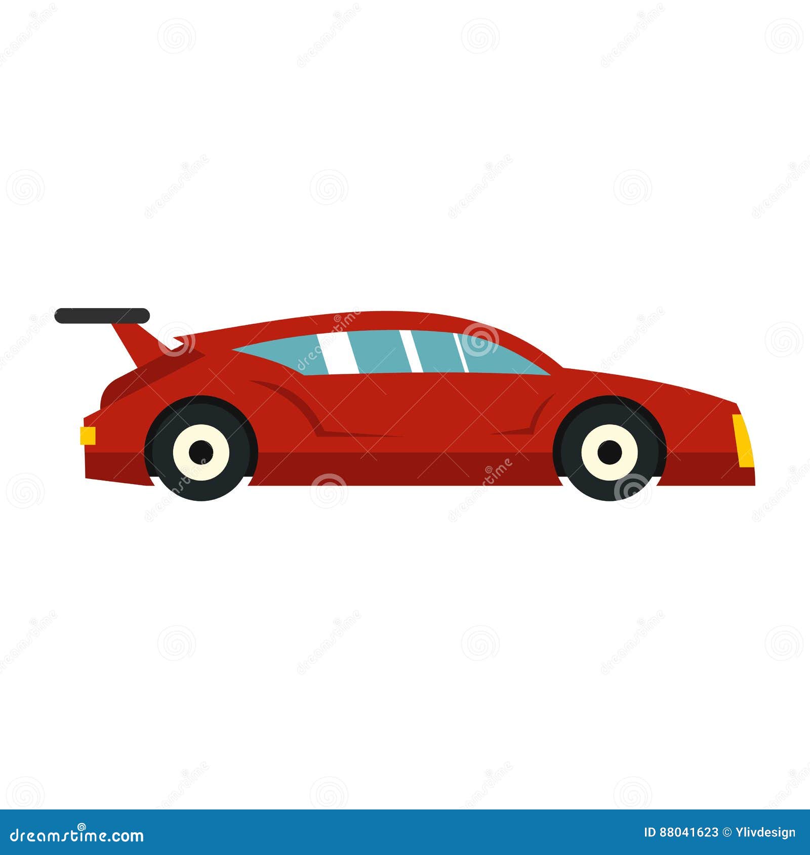 Red car icon, flat style stock vector. Illustration of rally - 88041623