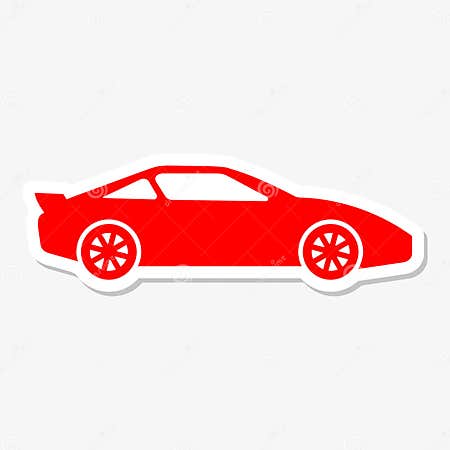 Red Car icon sticker stock illustration. Illustration of print - 84417567