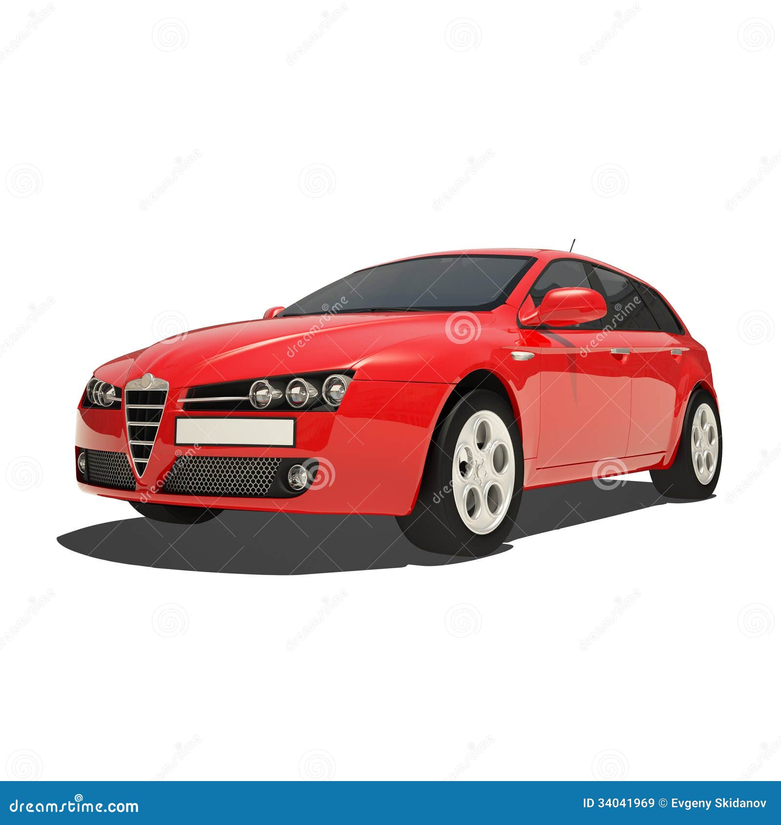 Red Car Isolated on White Background Stock Illustration - Illustration ...