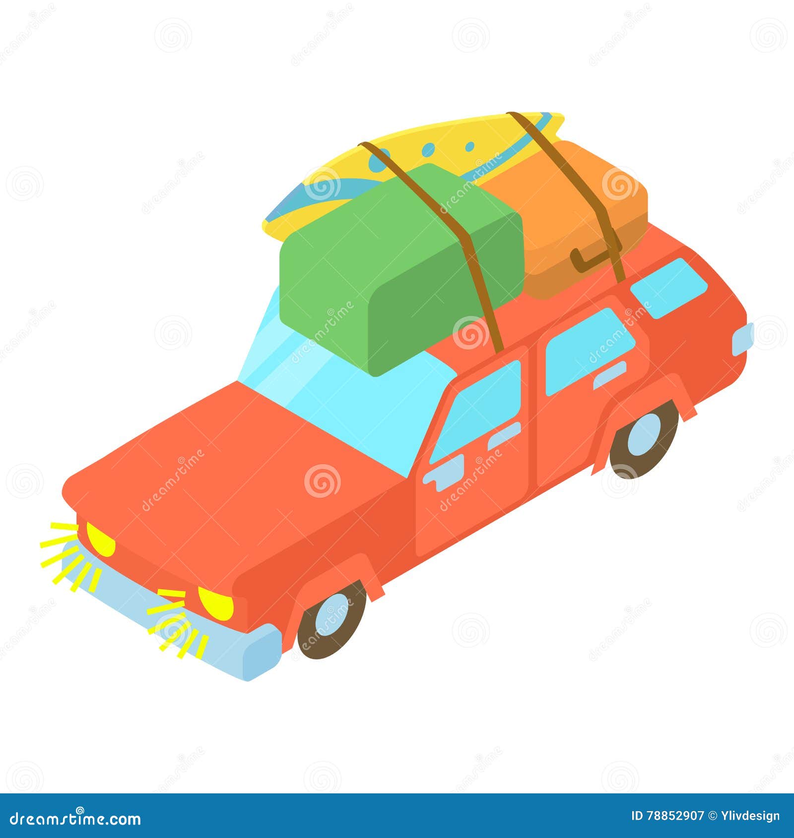 Red Car with Luggage and Boxes Icon Stock Vector - Illustration of ...