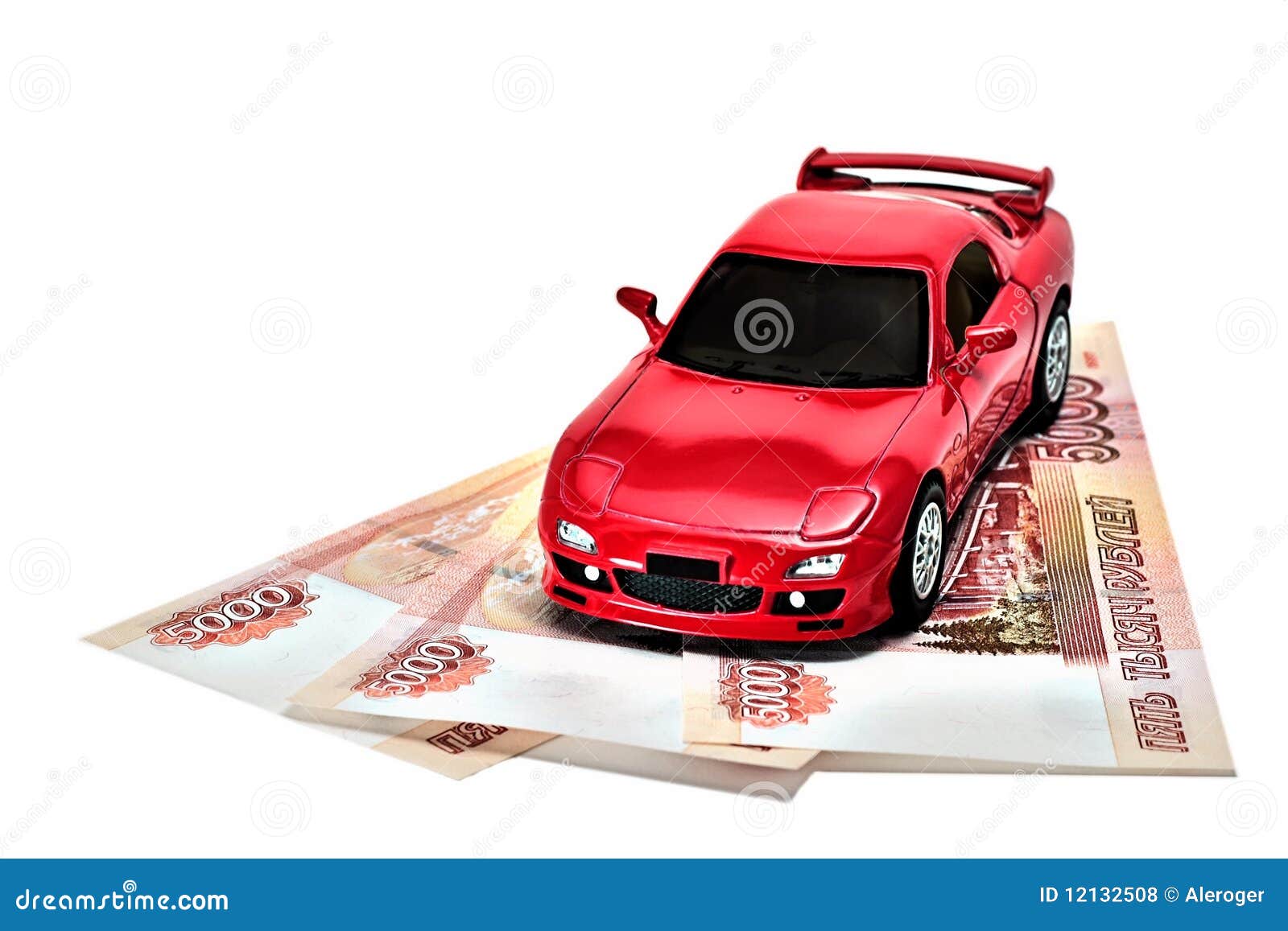 Red car on the money stock photo. Image of loan, white - 12132508