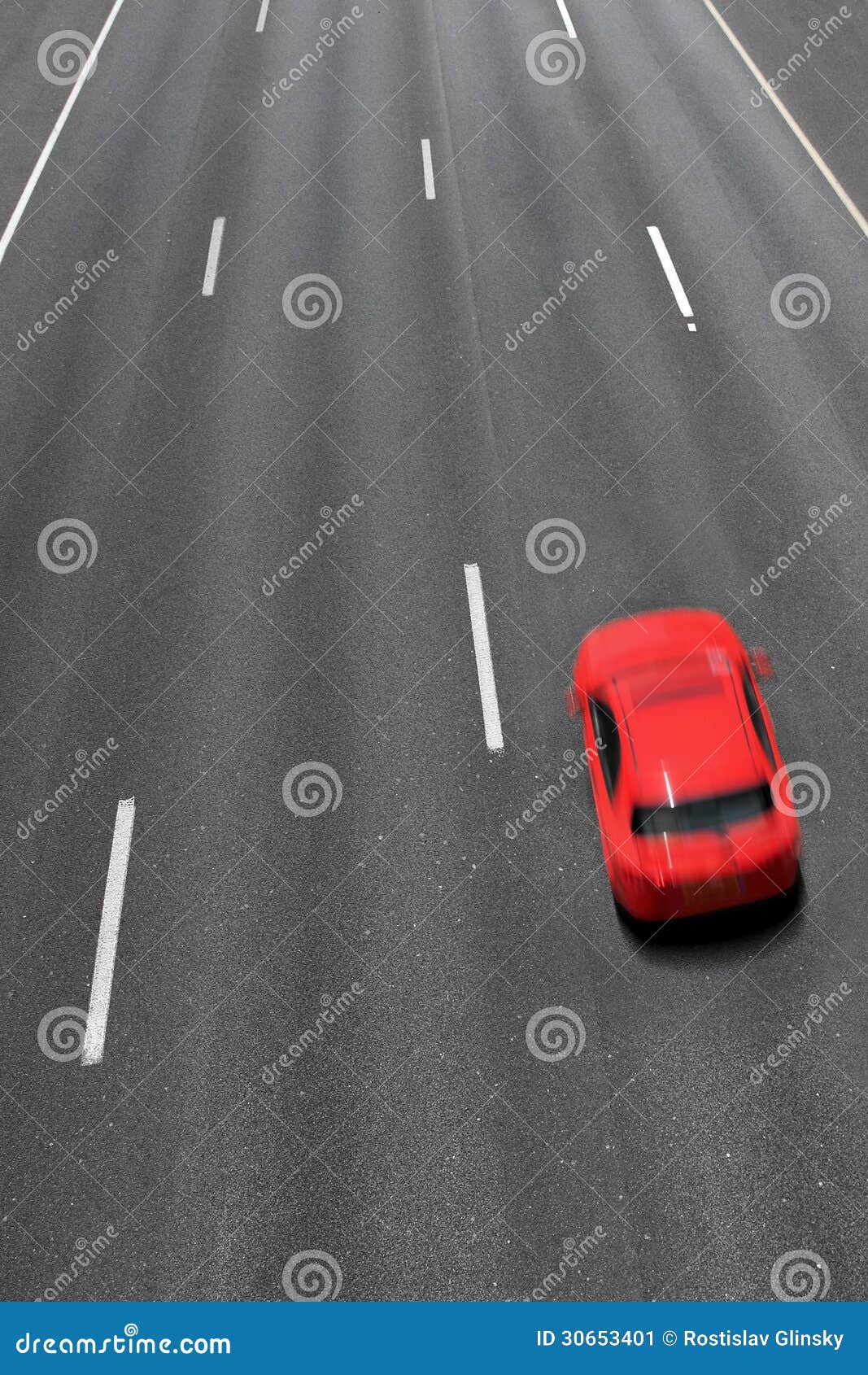 Red Car Moves Fast on Highway. Stock Image - Image of city, rush: 30653401