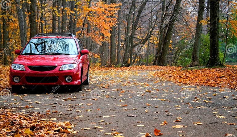 Red Car in a Park stock image. Image of path, colors, landscape - 3357873
