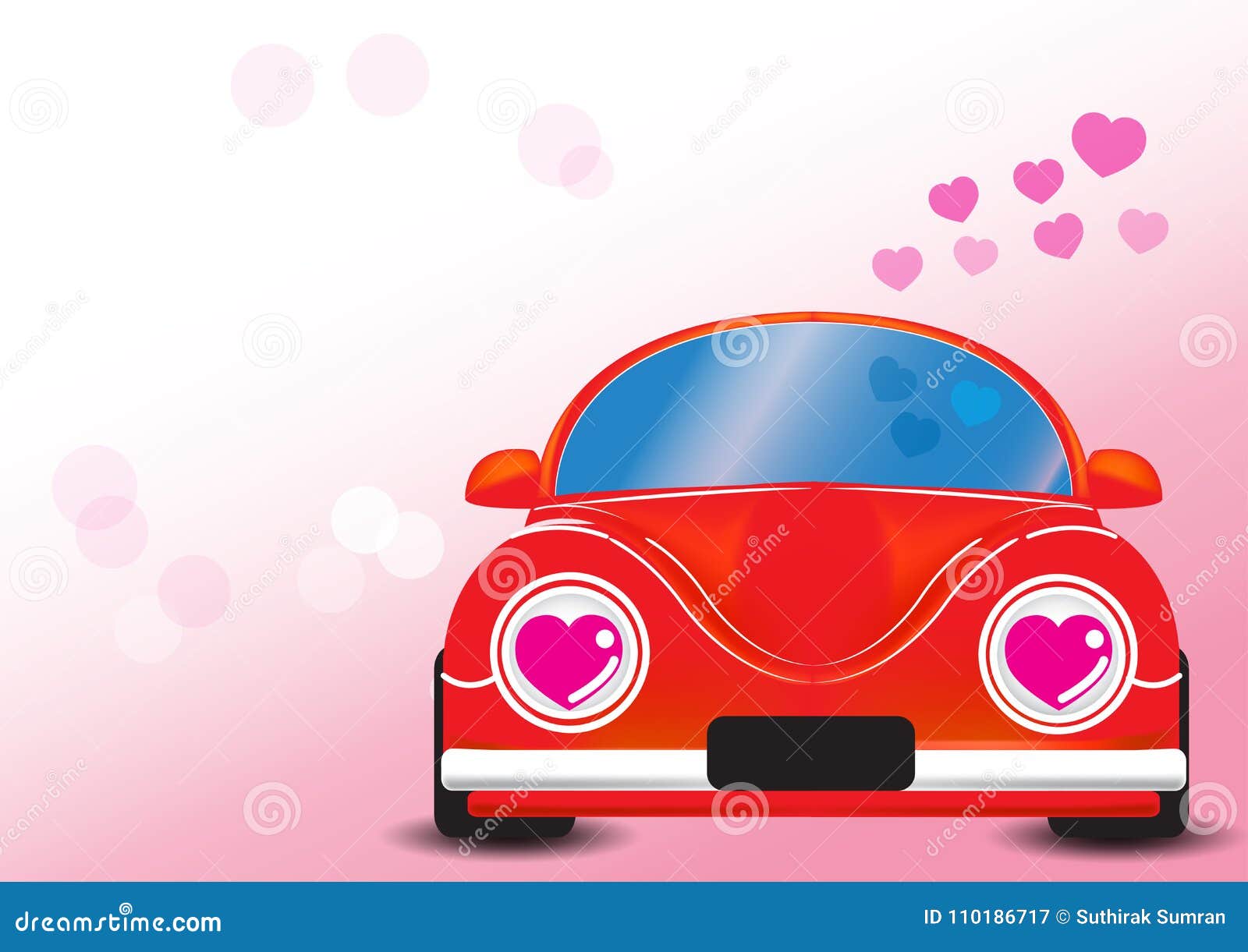 Red Car with Heart Vector Illustration Stock Vector - Illustration of ...