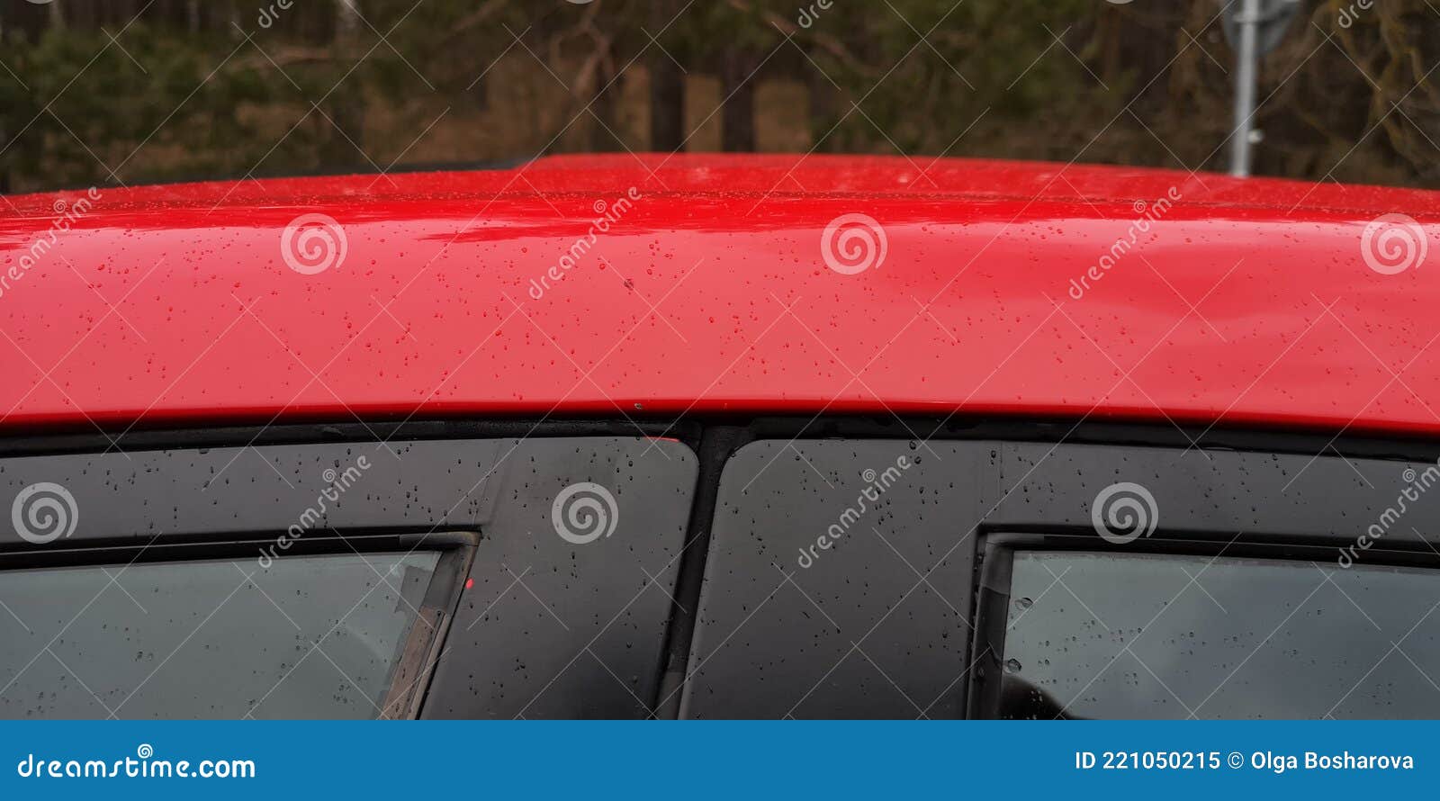 Red Car Roof with Raindrops Stock Image - Image of material, concept ...