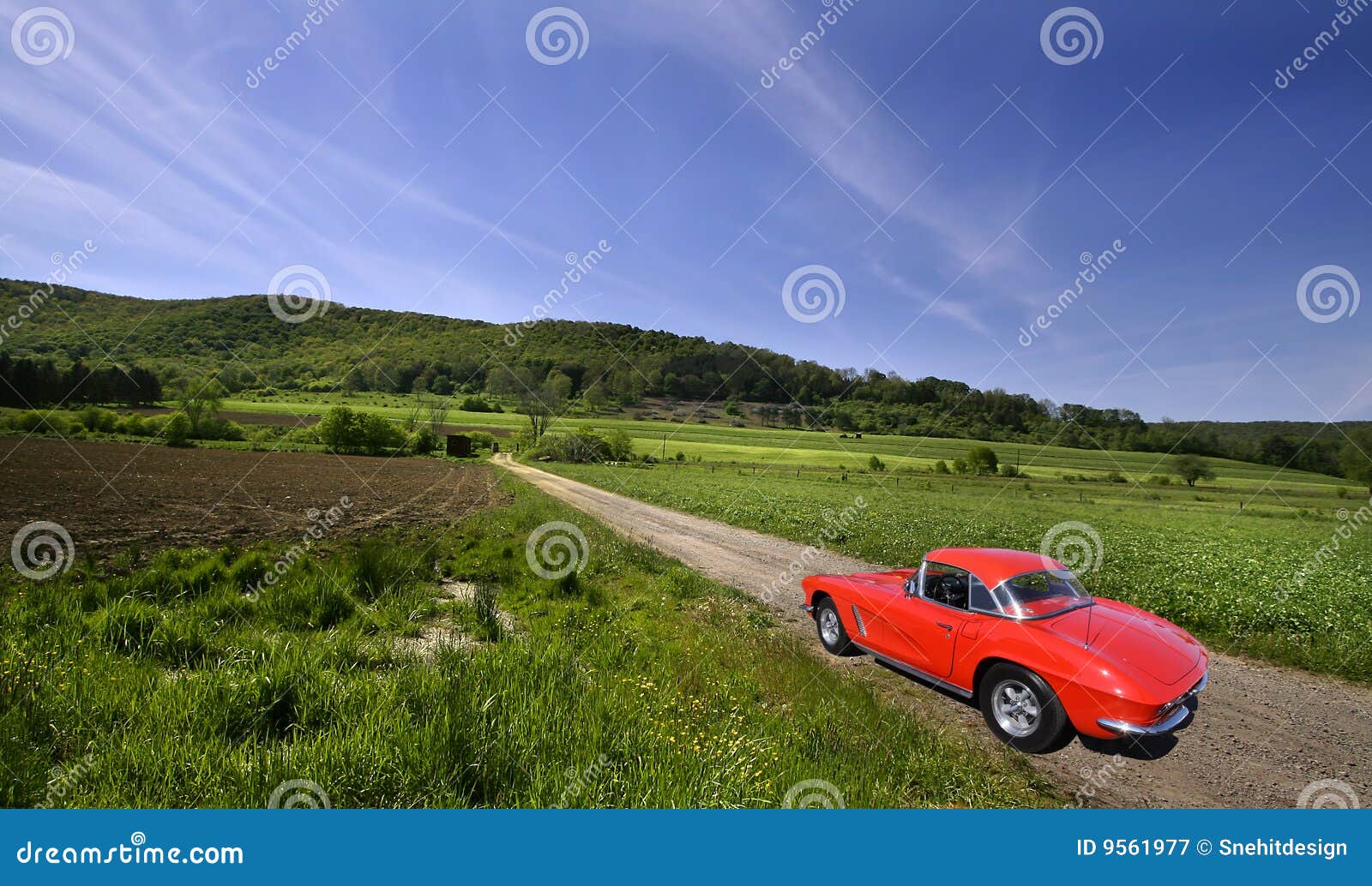Red Car on Rural stock image. Image of asphalt, holiday - 9561977
