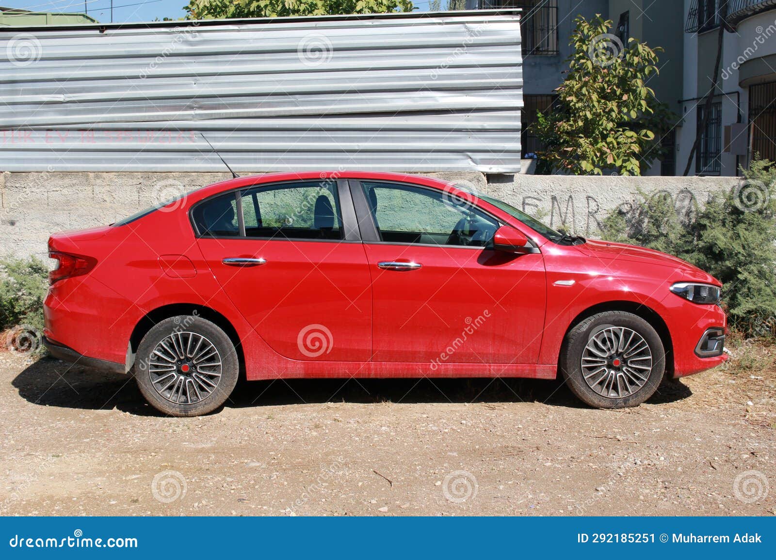 Red car sedan on road stock image. Image of waiting - 292185251