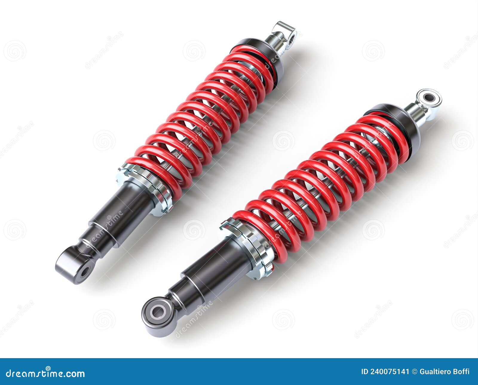 Red Car Shock Absorbers on the White Background Stock Illustration ...