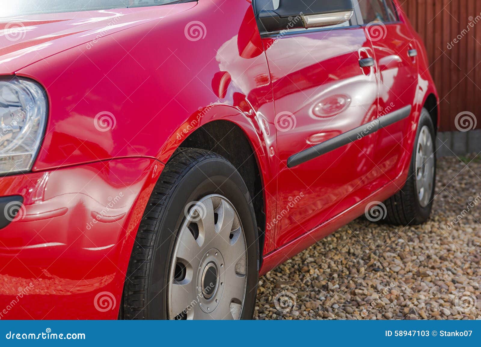 Red car stock image. Image of closeup, automobile, gravel - 58947103