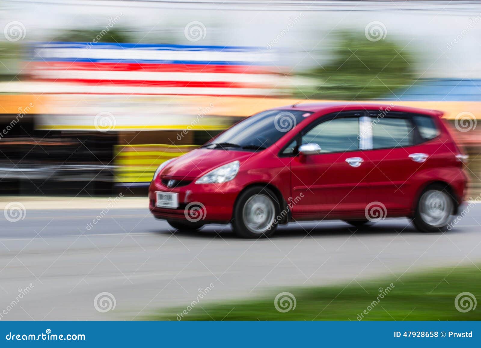 Red car Speeding in road stock photo. Image of asia, driver - 47928658