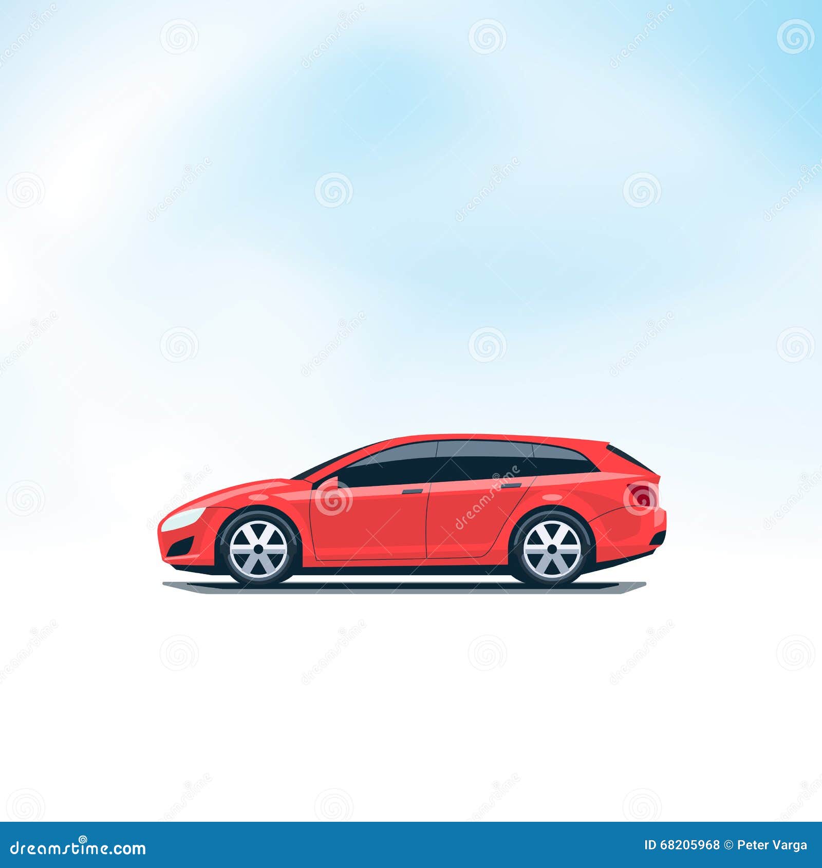 Red Car Station Wagon Combi Side View Stock Vector - Illustration of ...