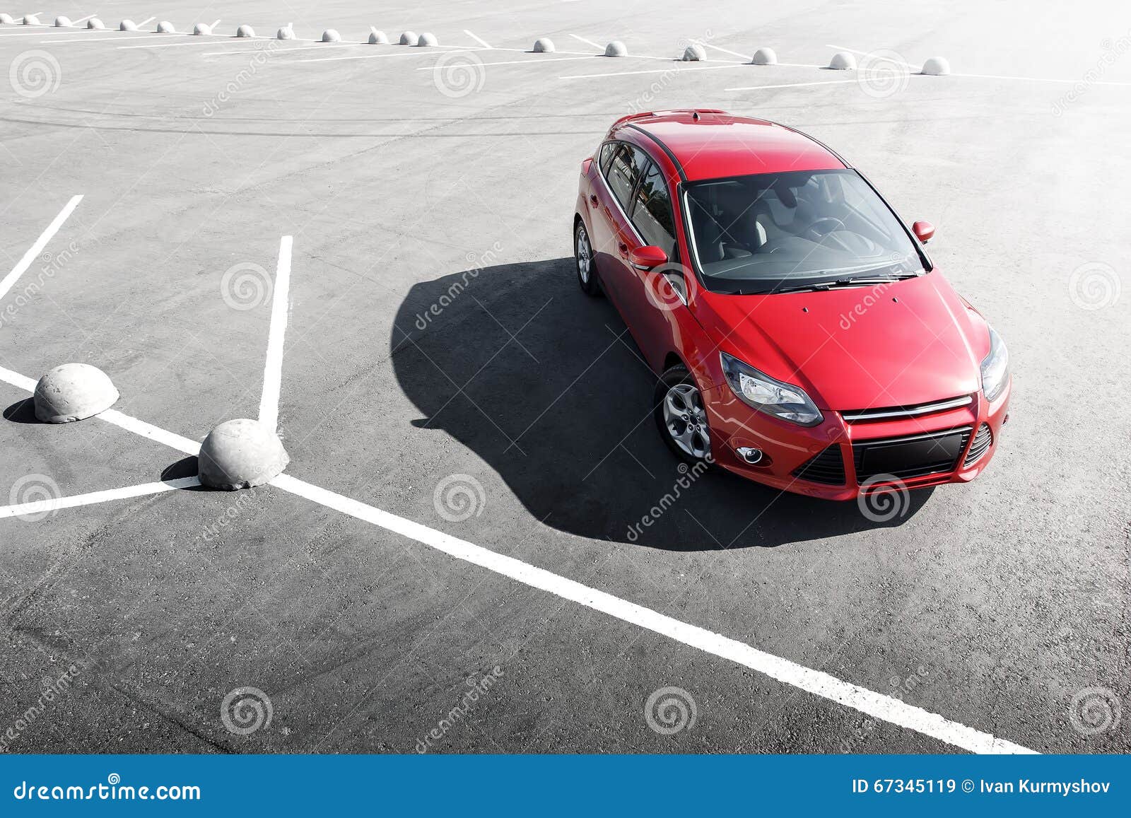 Red Car Stay on Asphalt Parking at Daytime Stock Image - Image of ...