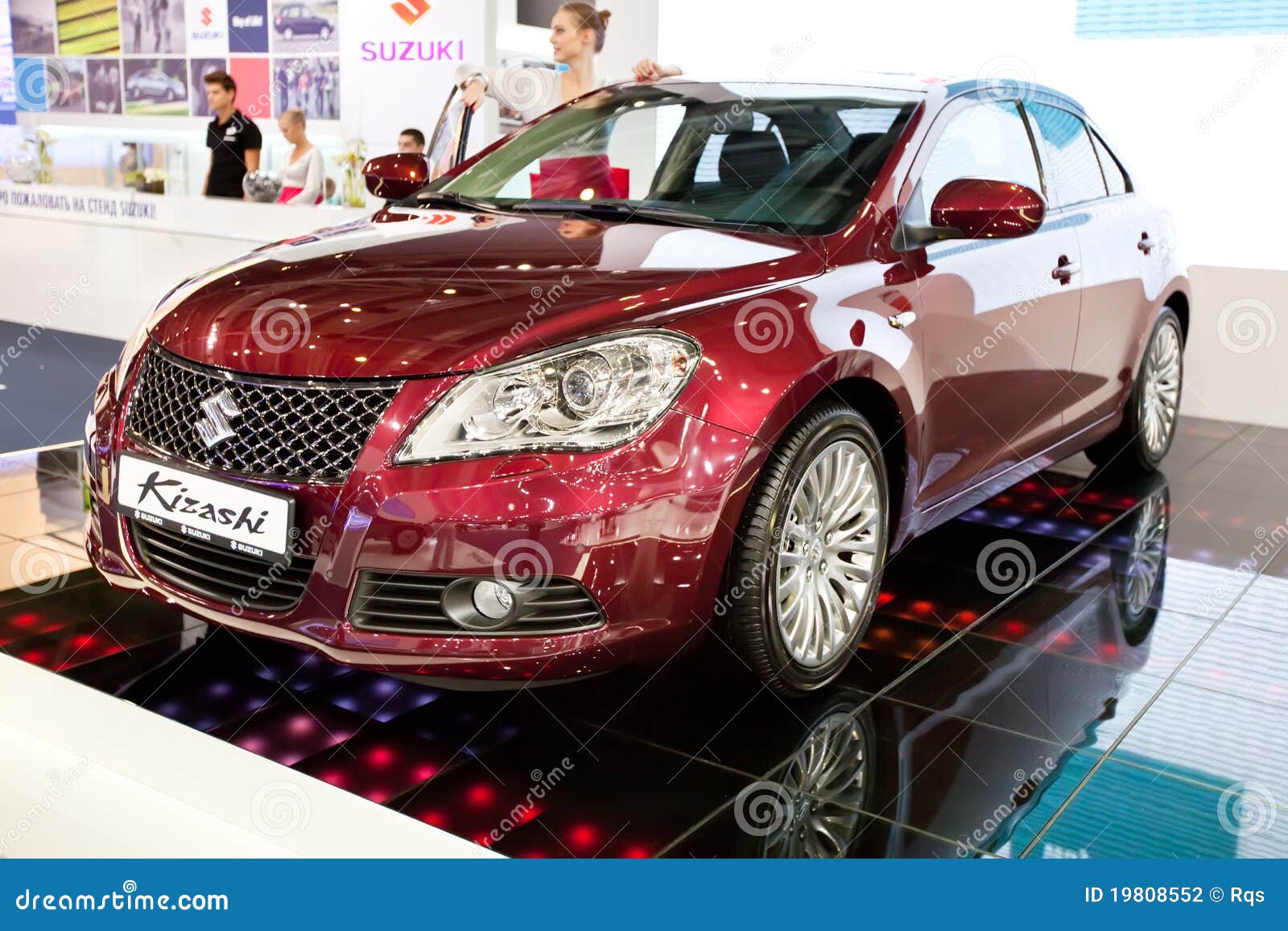 Red car Suzuki Kizashi editorial photography. Image of mirror - 19808552