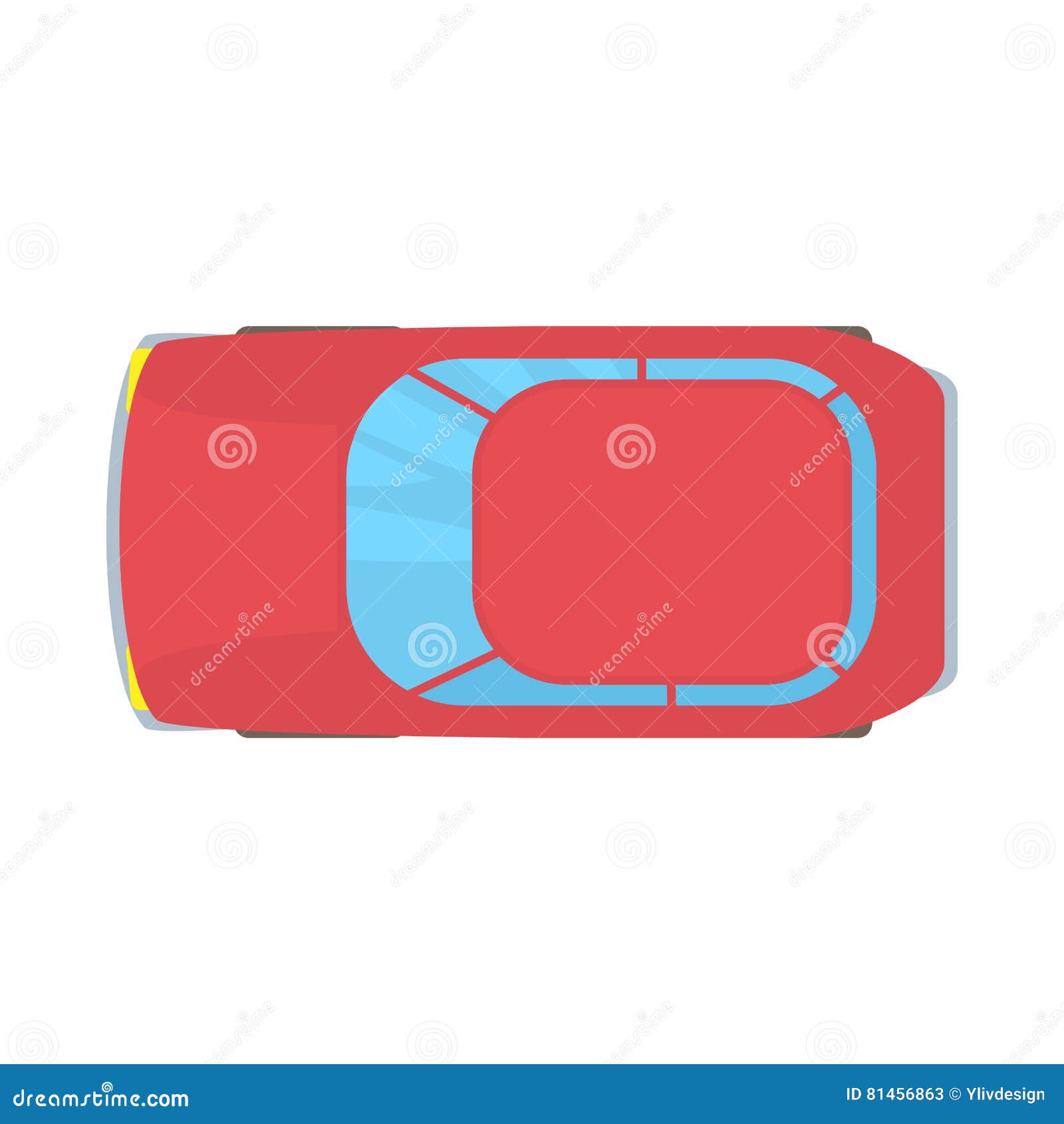 Red Car Top View Icon, Cartoon Style Stock Vector - Illustration of ...