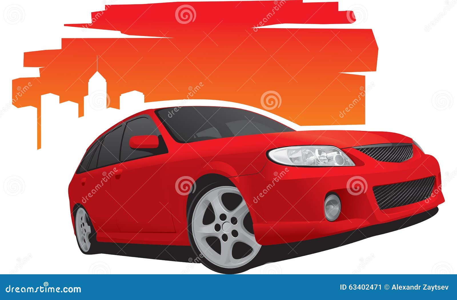 Red car stock vector. Illustration of design, headlights - 63402471