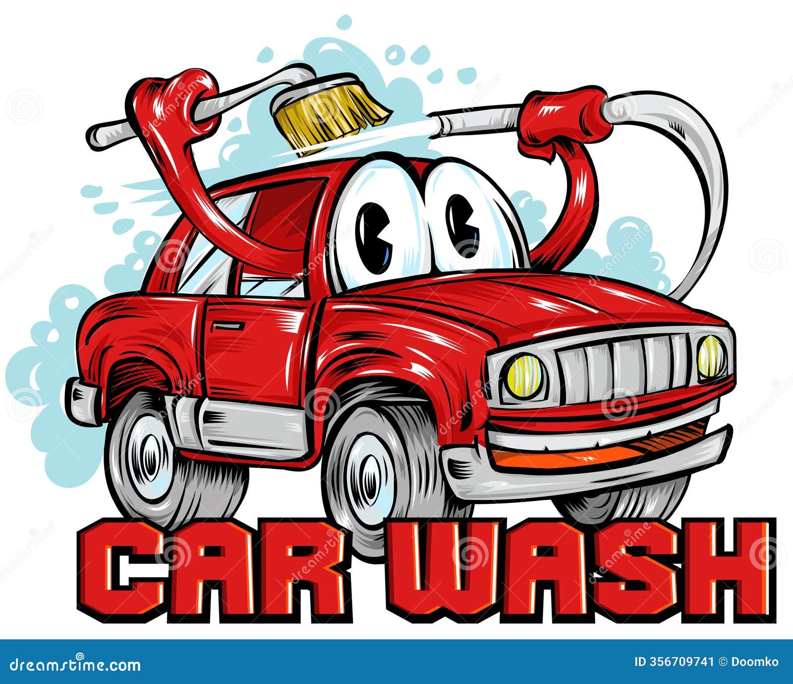 Red Car Wash Cartoon. Vector Stock Vector - Illustration of wash, clip ...