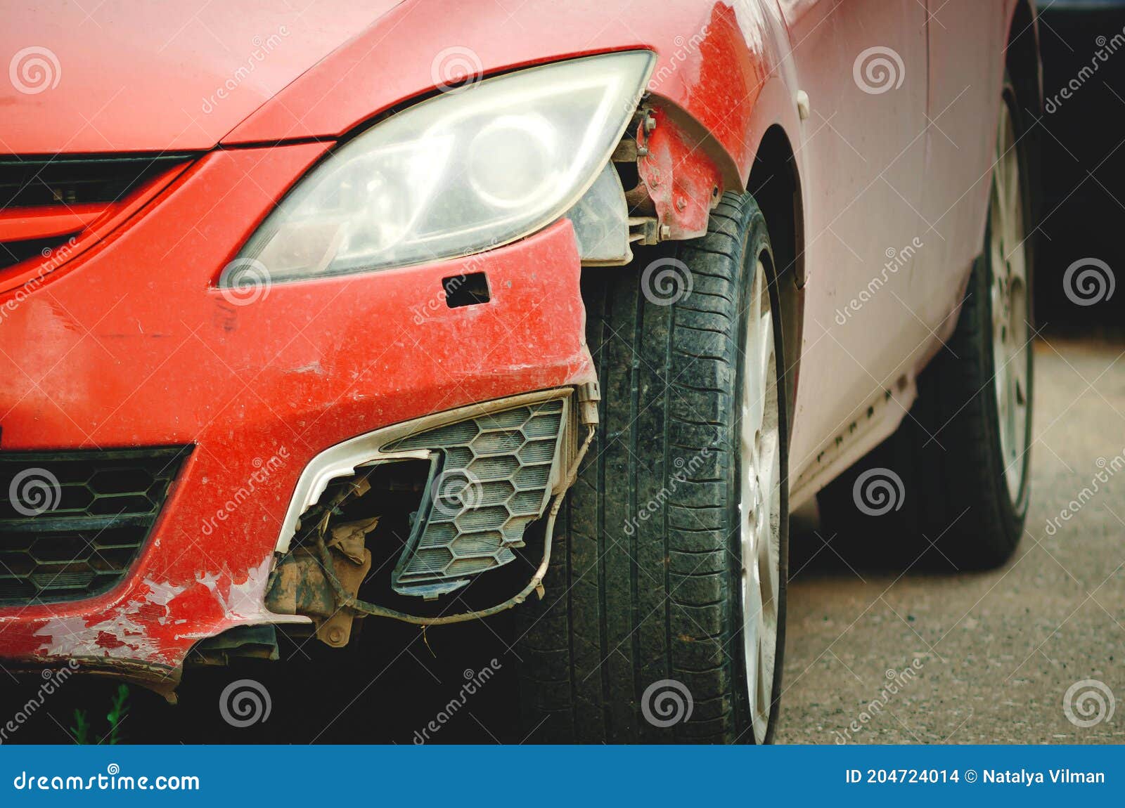 Red Car Wrecked in an Accident Stock Photo - Image of abandoned ...