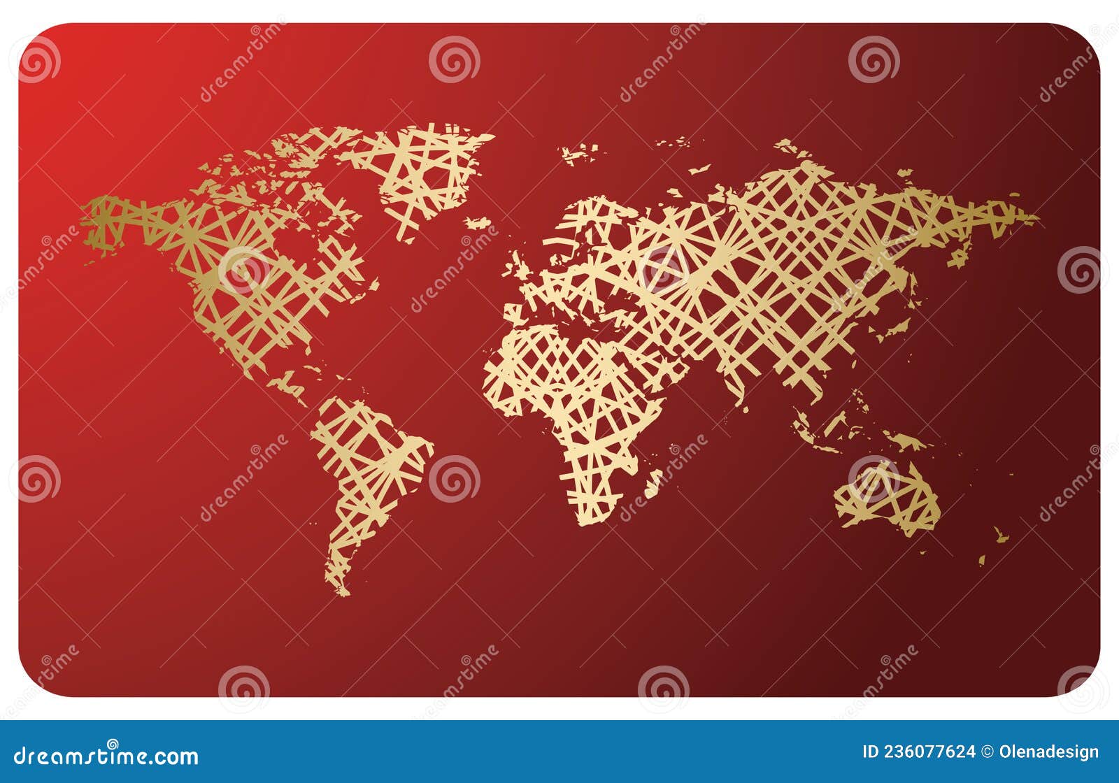 Red Card with Abstract World Map - Vector Curves Stock Vector ...