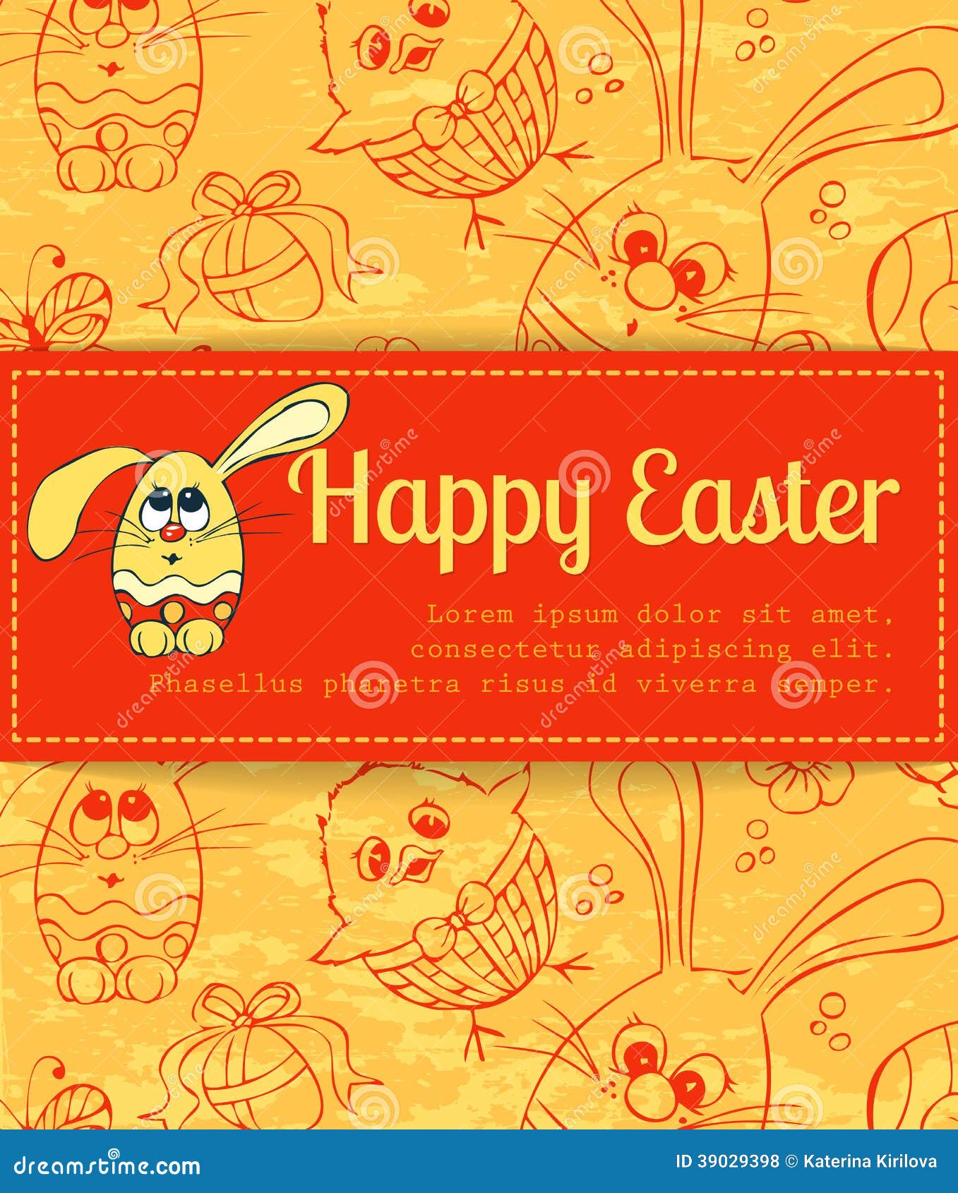 Red card with Easter bunny stock vector. Illustration of seasonal ...