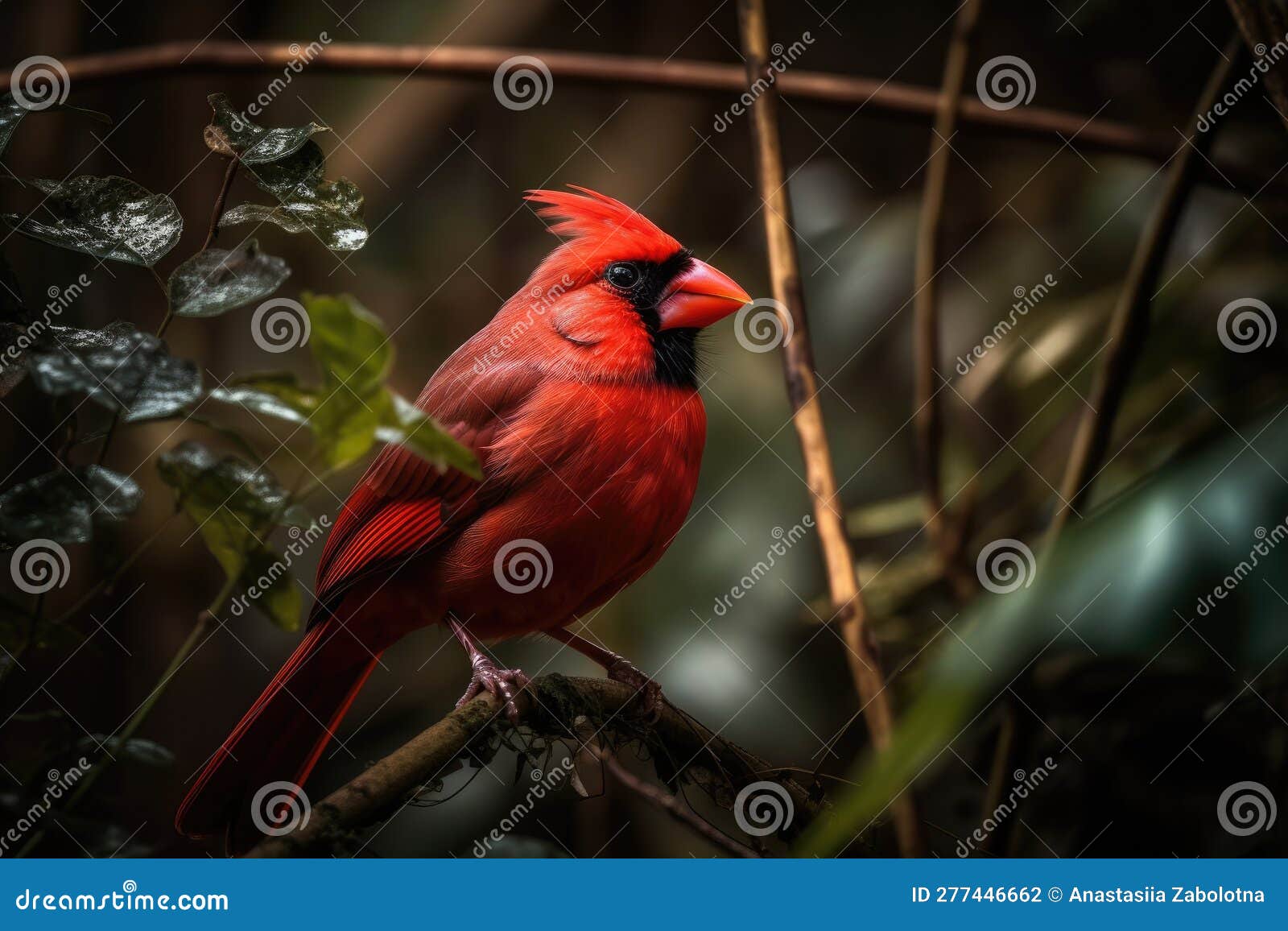 Red Cardinal Bird Sitting on a Jungle Vine. Generative AI Stock ...