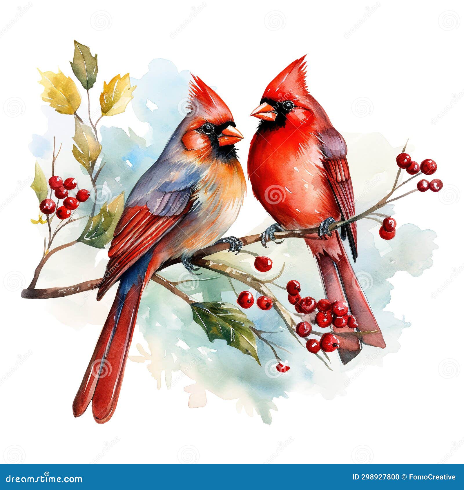 Red Cardinal Sitting On A Branch. Vector Illustration | CartoonDealer ...