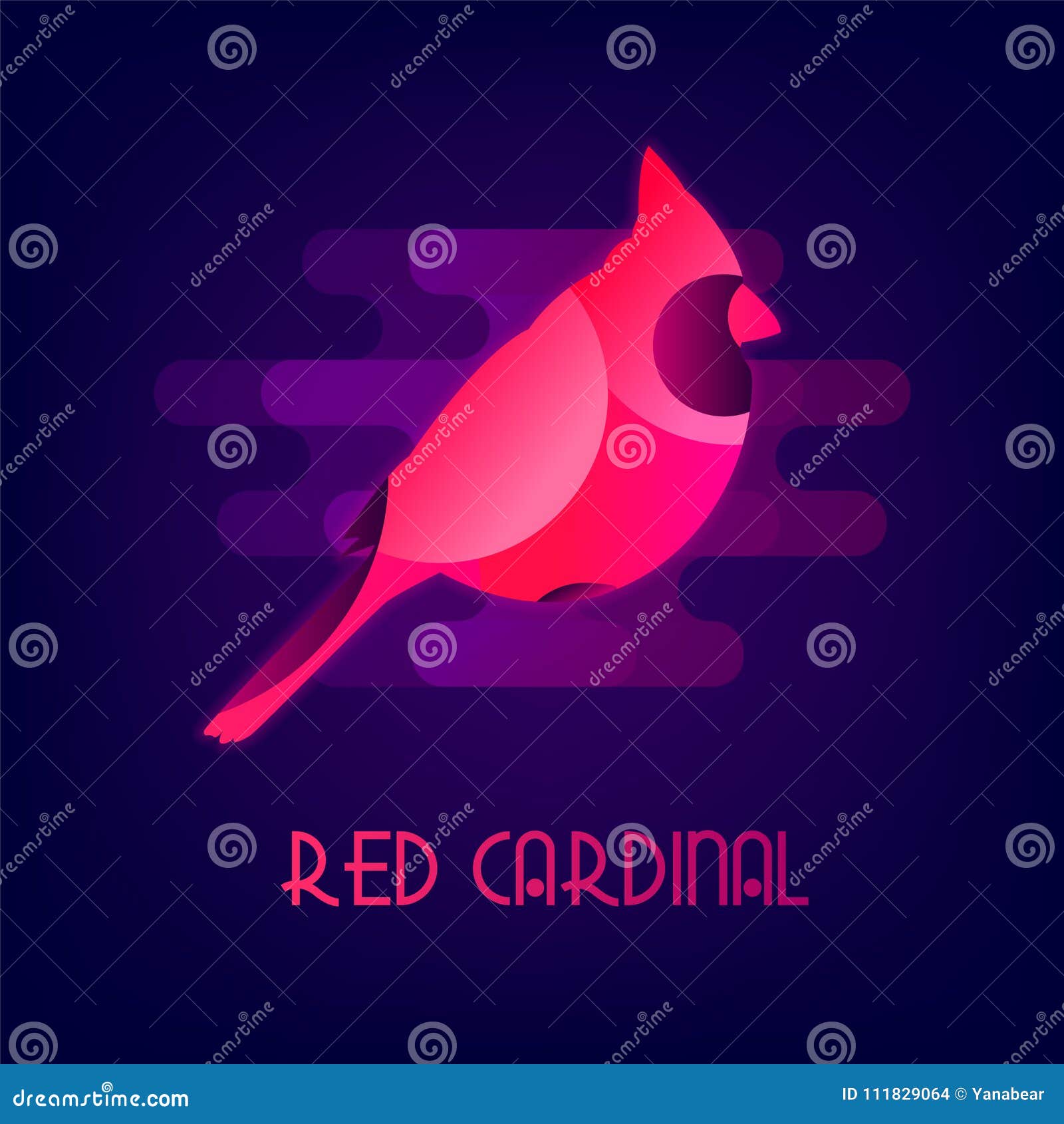 Red Cardinal Vector Icon with the Neon Glow. Flat Design Stock Vector ...