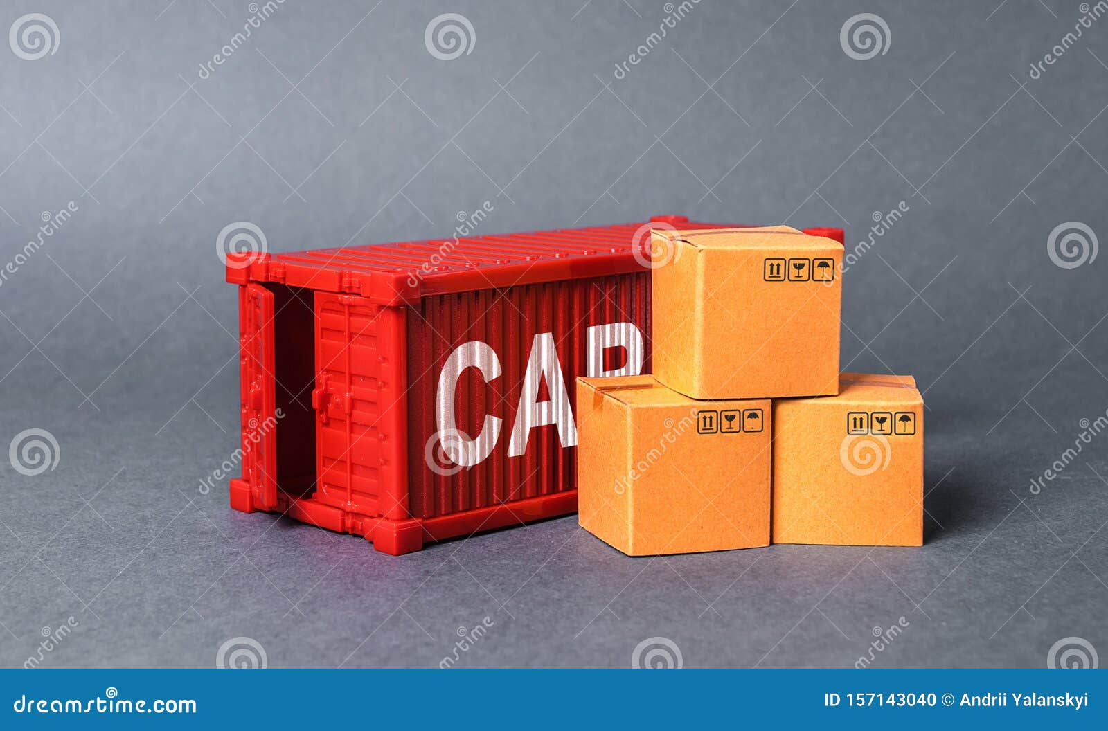 Red Cargo Container with Boxes. the Concept of Commerce and Trade ...