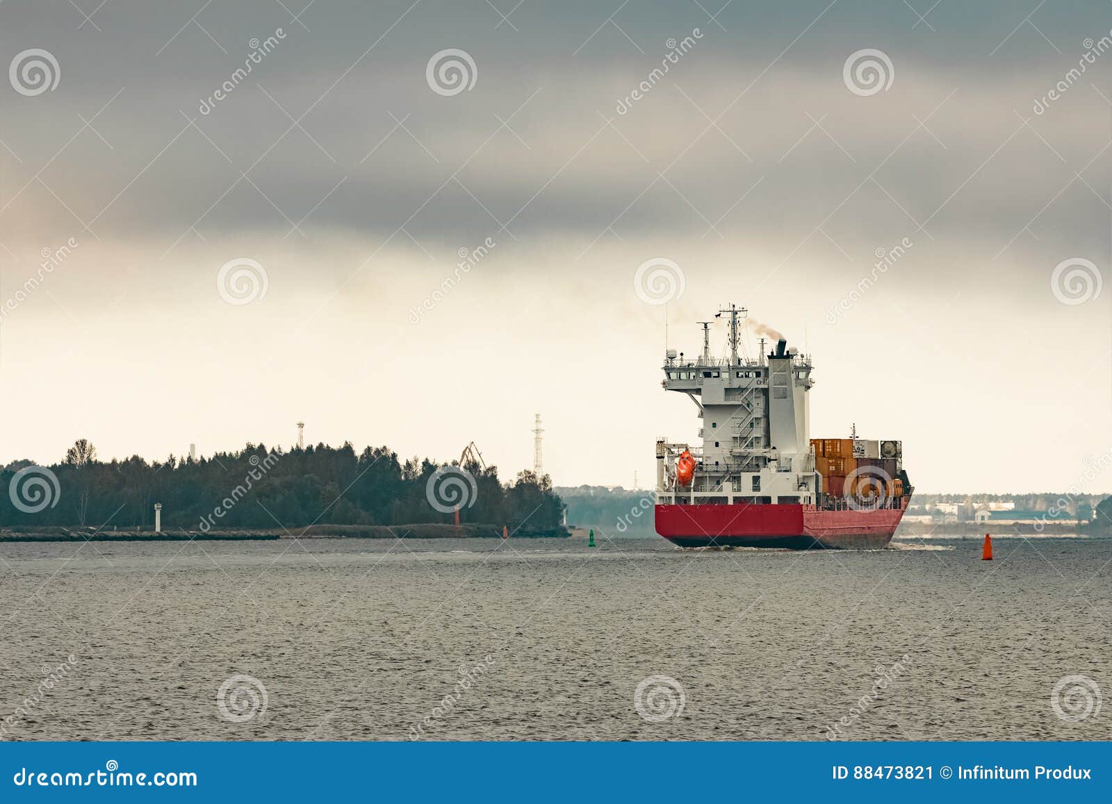 Red cargo container ship stock image. Image of freight - 88473821