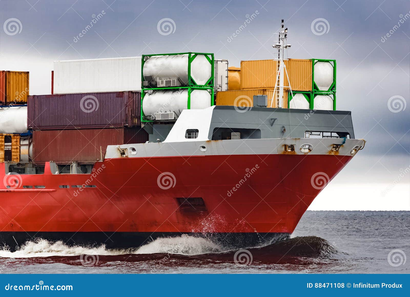 Red Cargo Container Ship`s Bow Stock Photo - Image of nautical, riga ...