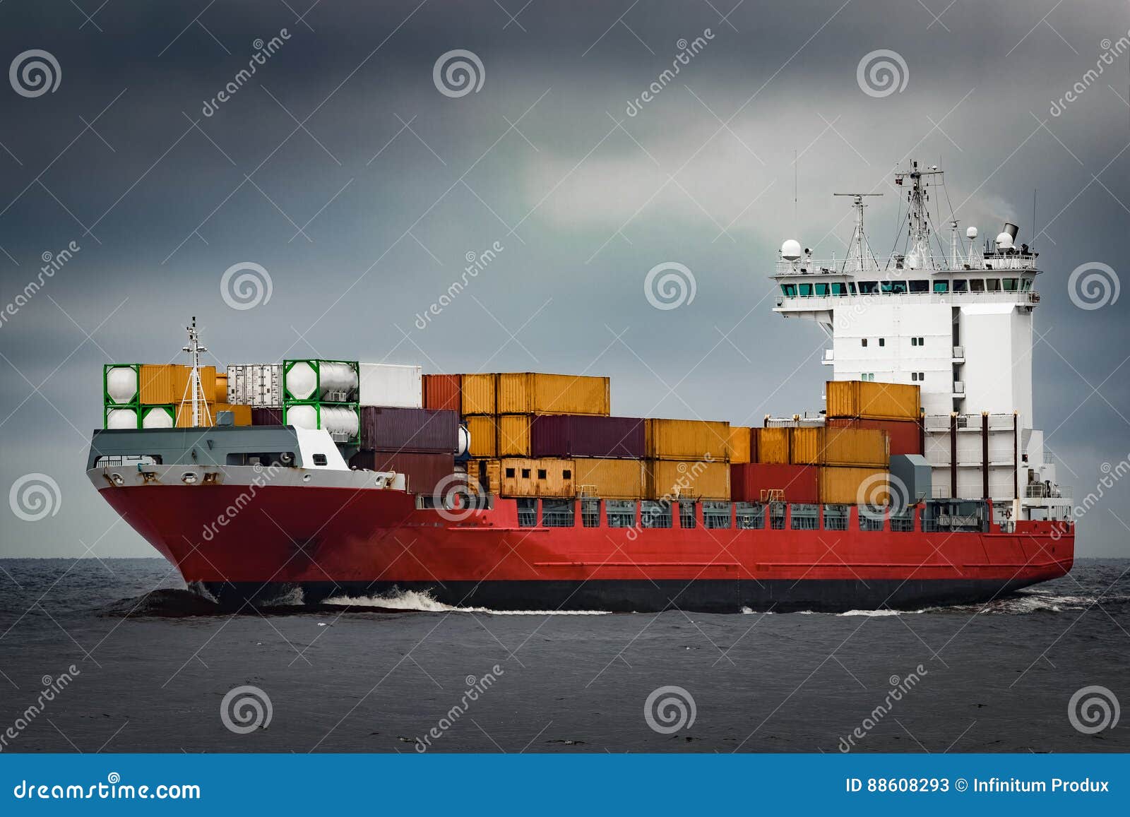 Red cargo container ship stock image. Image of ocean - 88608293