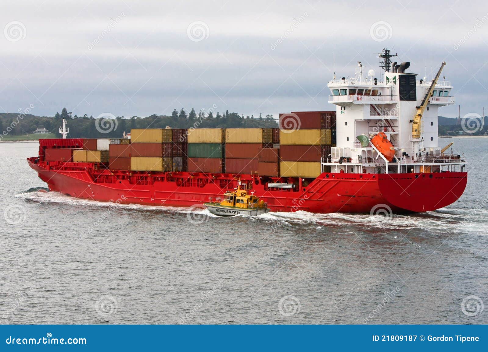 Red Cargo Container Ship at Sea. Stock Image - Image of marine ...