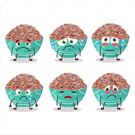 Red Cargo Rice Cartoon Character with Sad Expression Stock Vector ...