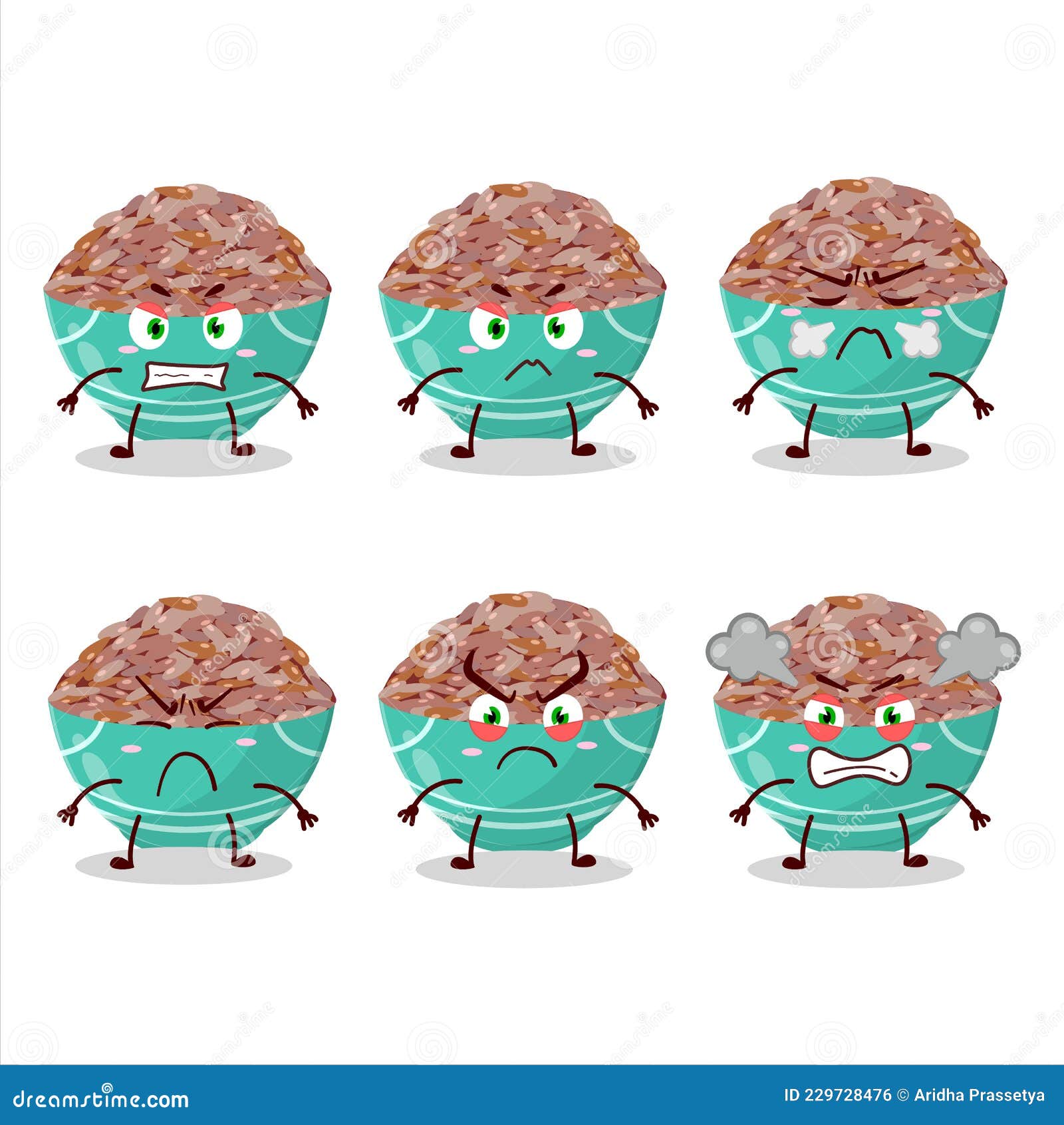 Red Cargo Rice Cartoon Character with Various Angry Expressions Stock ...