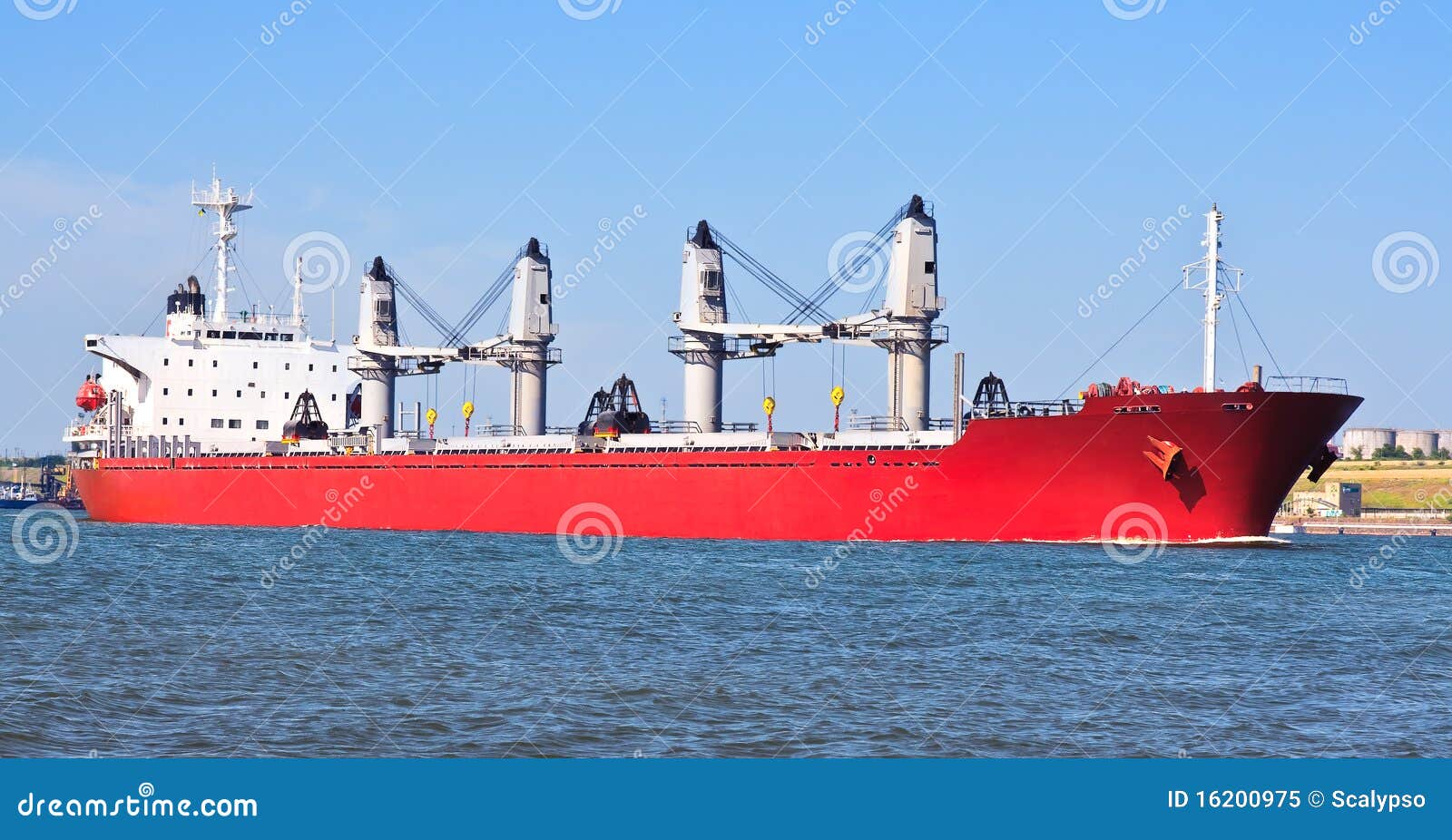 Red cargo ship stock image. Image of nautical, boat, industrial - 16200975