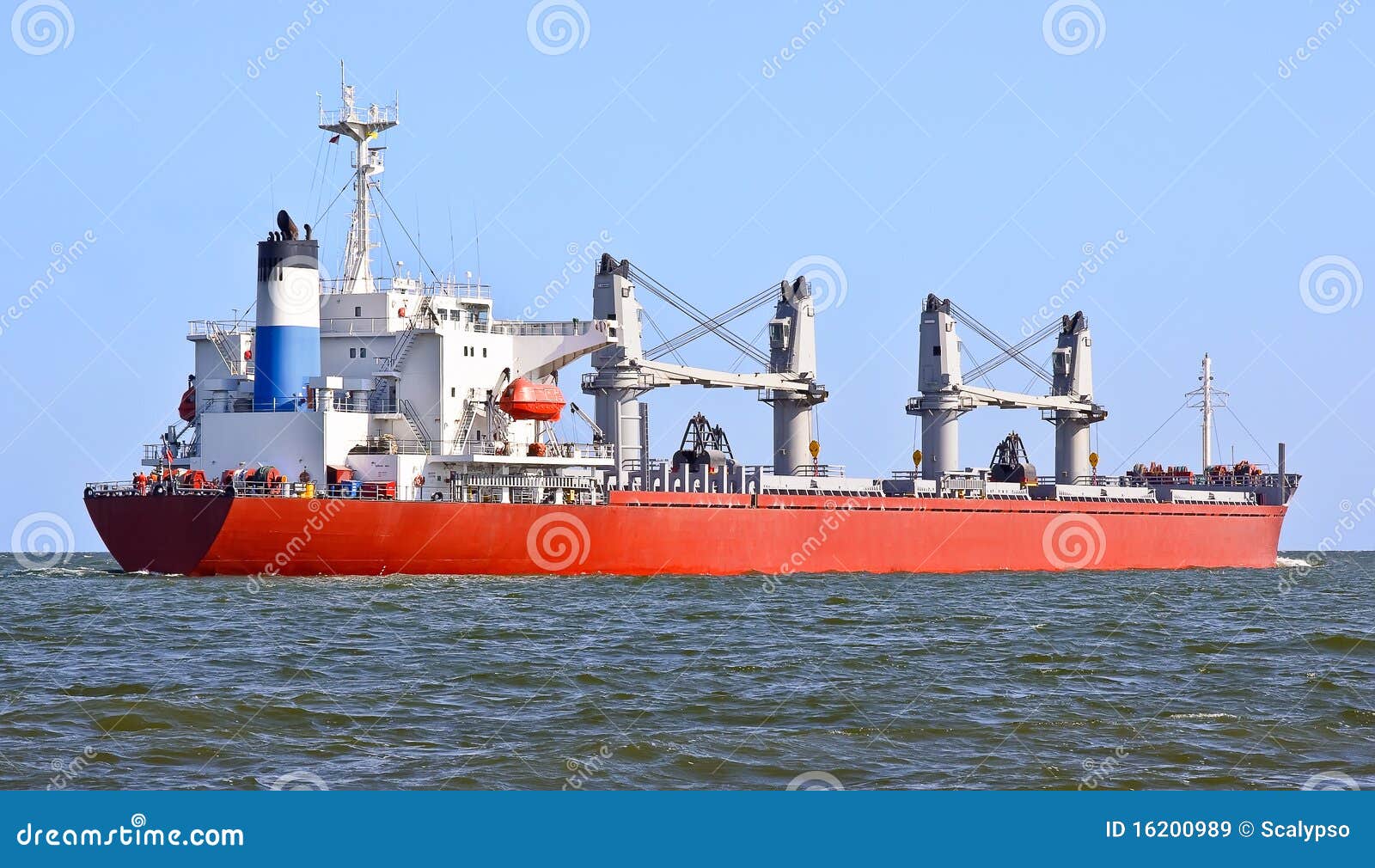 Red cargo ship stock image. Image of convoy, boat, nautical - 16200989