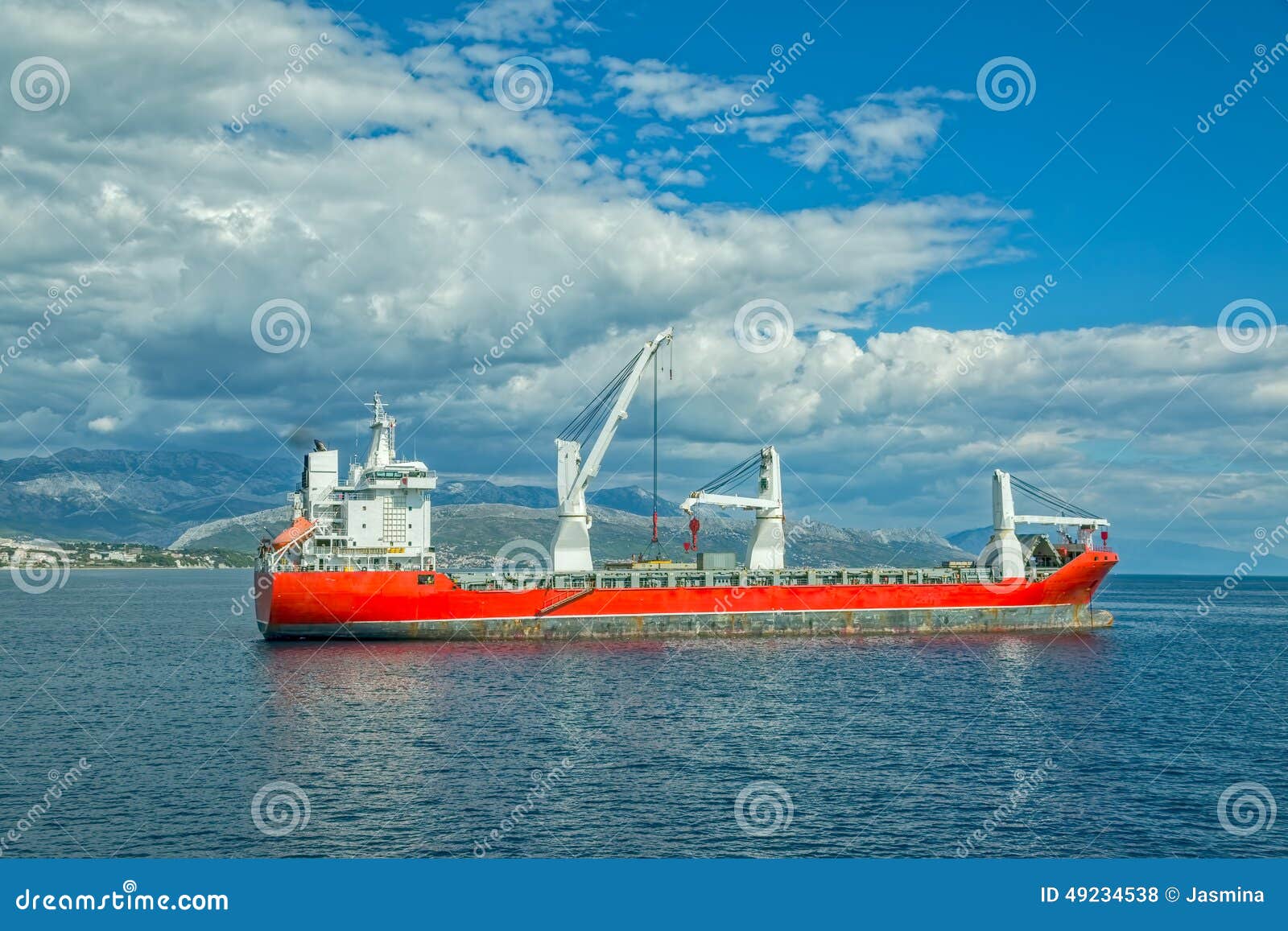 Red cargo ship stock photo. Image of europe, travel, dalmatian - 49234538