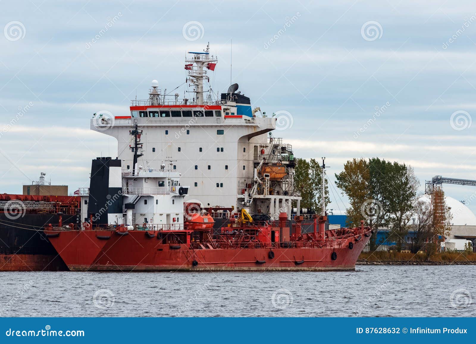 Red cargo ship stock photo. Image of support, bulk, transfer - 87628632