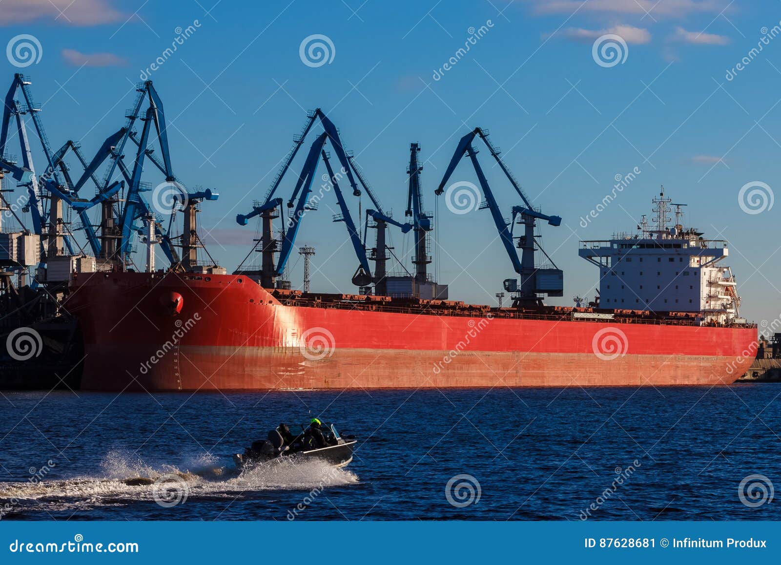 Red cargo ship stock image. Image of freight, logistic - 87628681