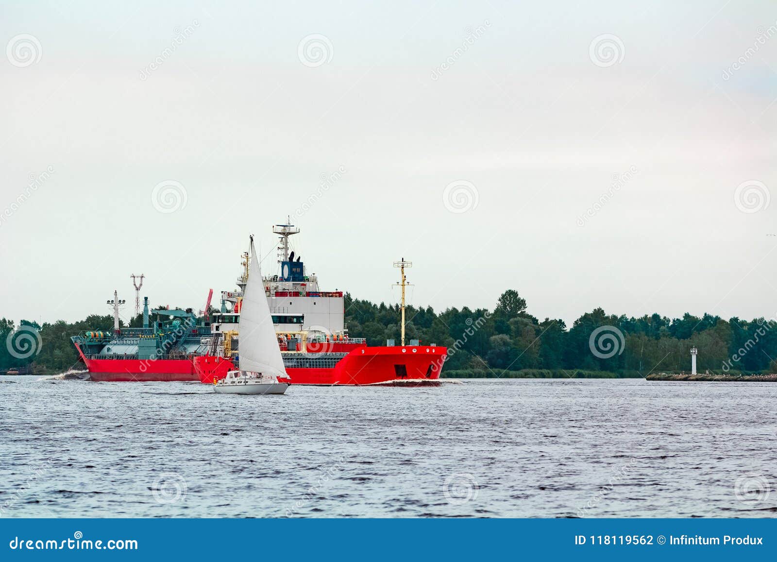 Red cargo ship at Riga stock photo. Image of commercial - 118119562