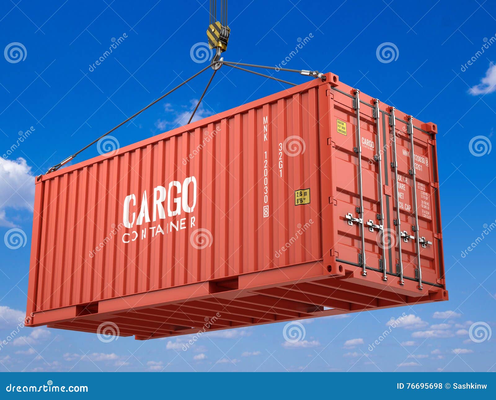 Red Cargo Shipping Container Stock Illustration - Illustration of metal ...