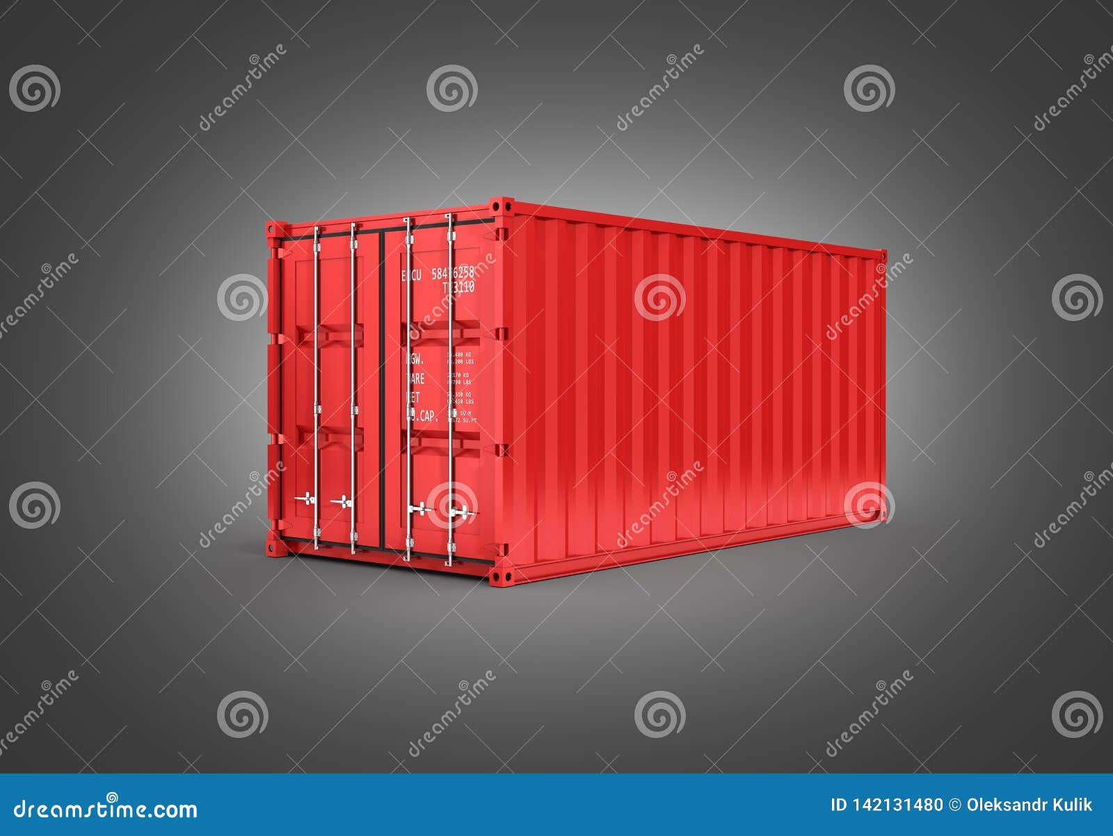 Red Cargo Shipping Container without Inscription on Grey Gradient ...