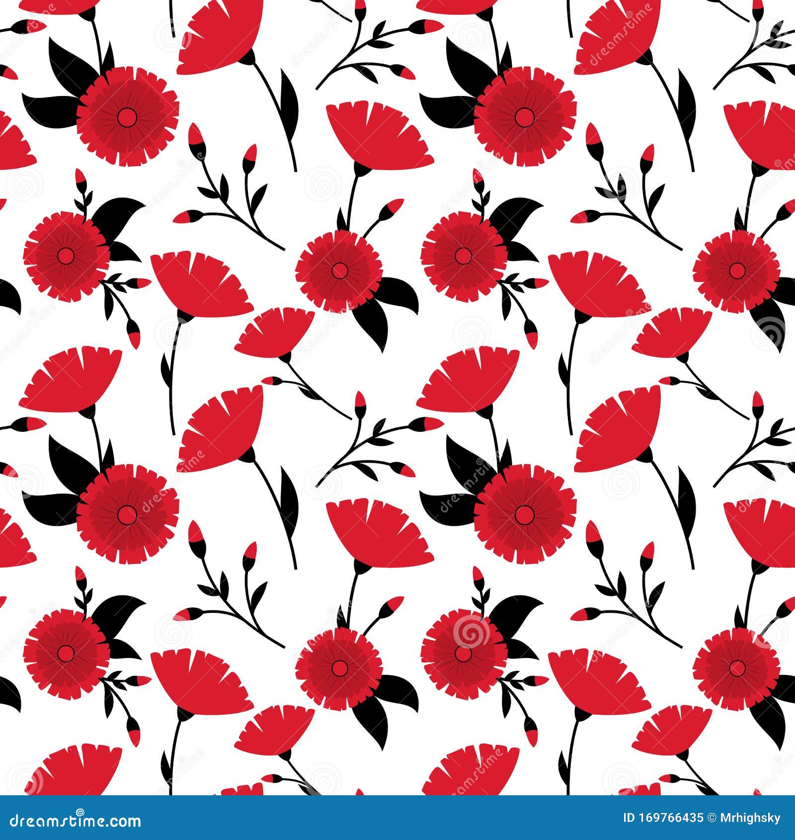 Red Carnation Flowers Seamless Pattern Stock Vector - Illustration of ...