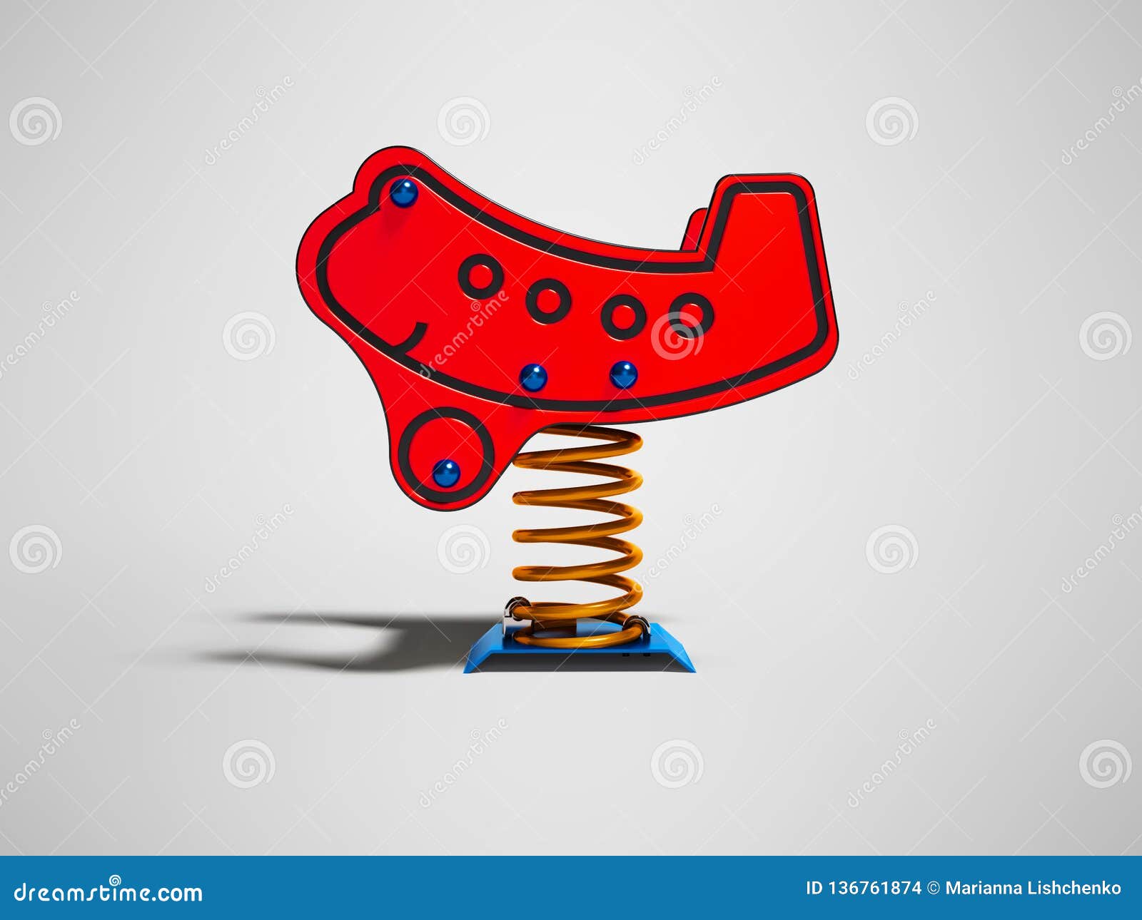 Red Carousel Plane on Spring for Kids 3d Render on Gray Background with ...