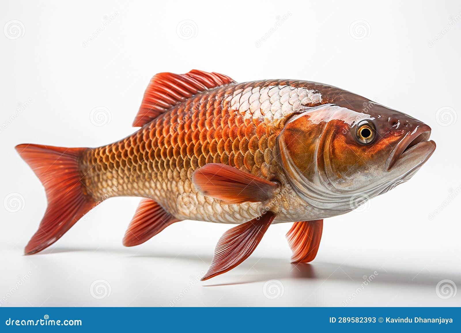 A Red Carp Fish Isolated on White Background Stock Image - Image of ...