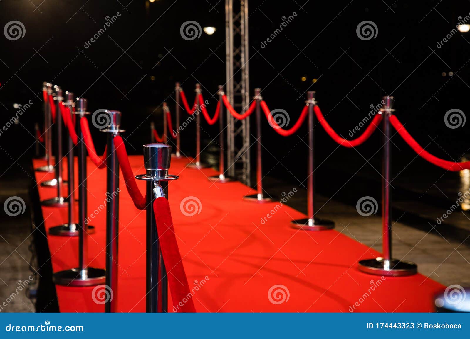 Red carpet with barriers stock image. Image of entrance - 174443323