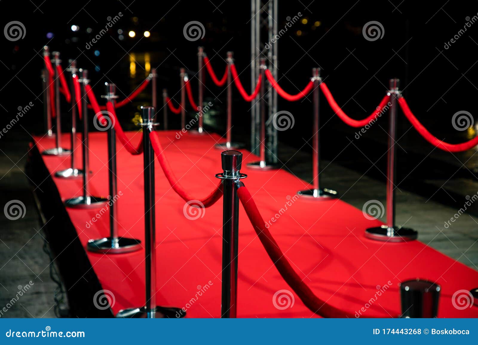 Red carpet with barriers stock photo. Image of bright - 174443268