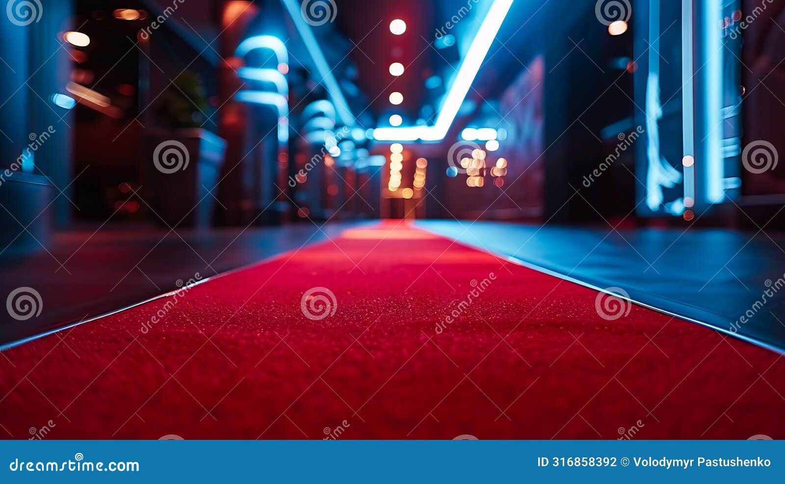 A Red Carpet in a Building with Lights Stock Photo - Image of indoor ...