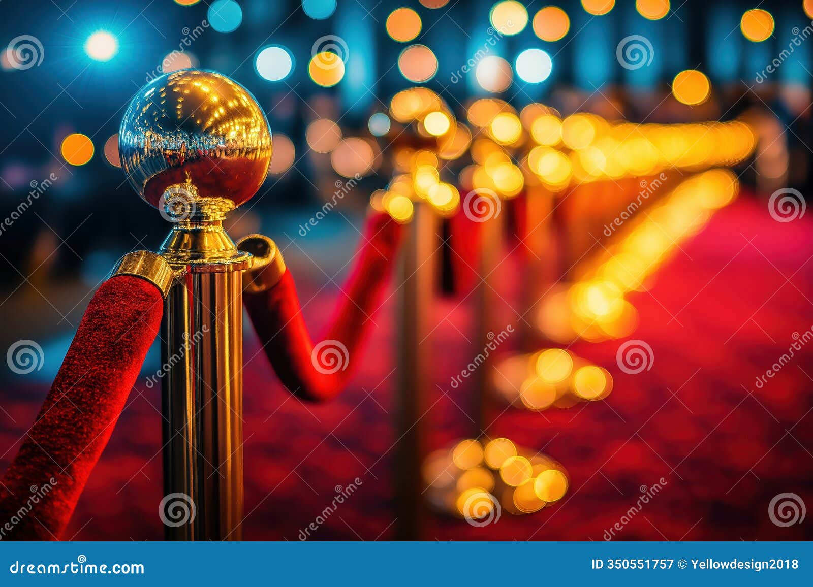 Red Carpet Event with Blurred Golden Lights and Elegant Crowd Control ...